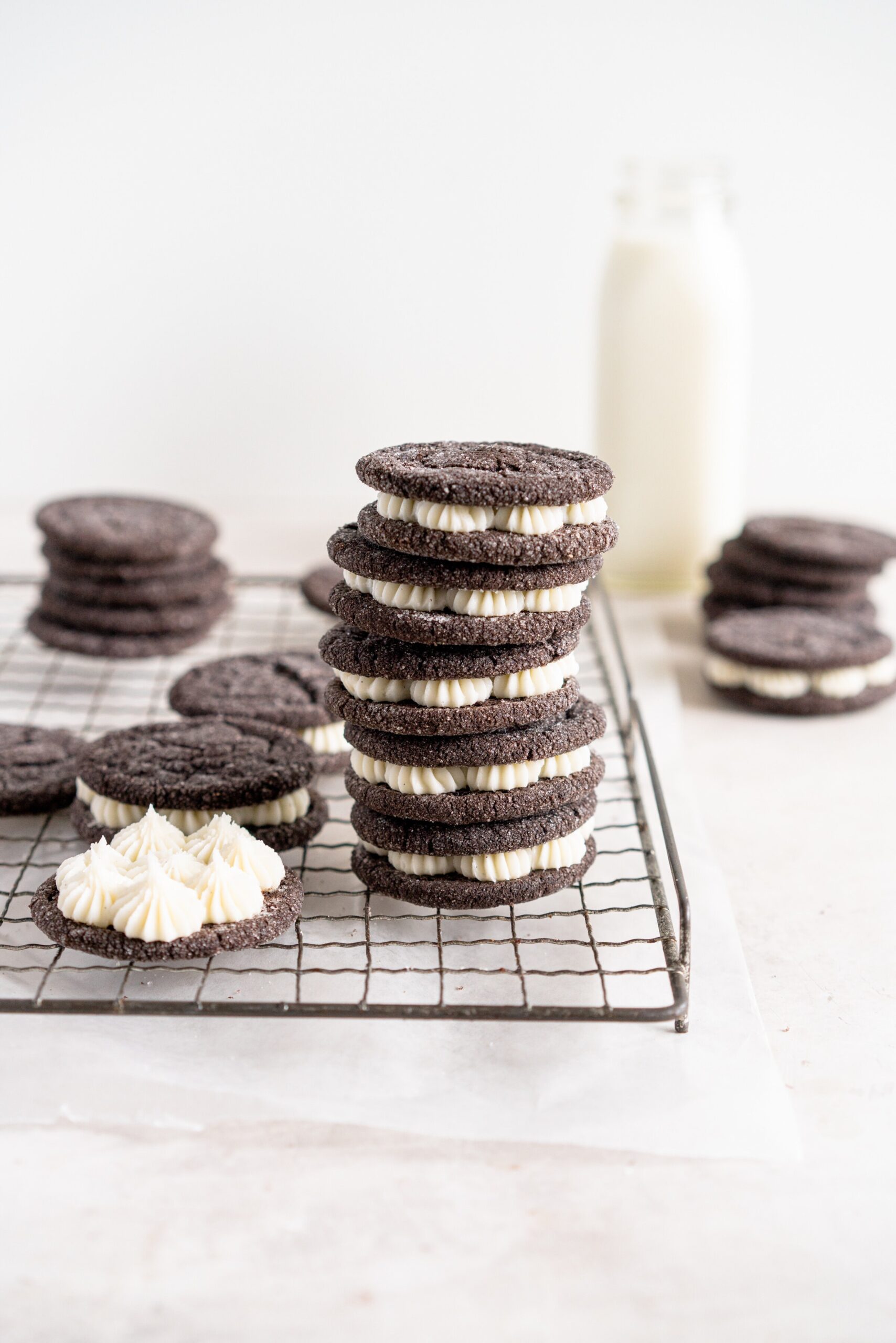 Black Cocoa Sugar Cookie Sandwiches with Cream Cheese Buttercream