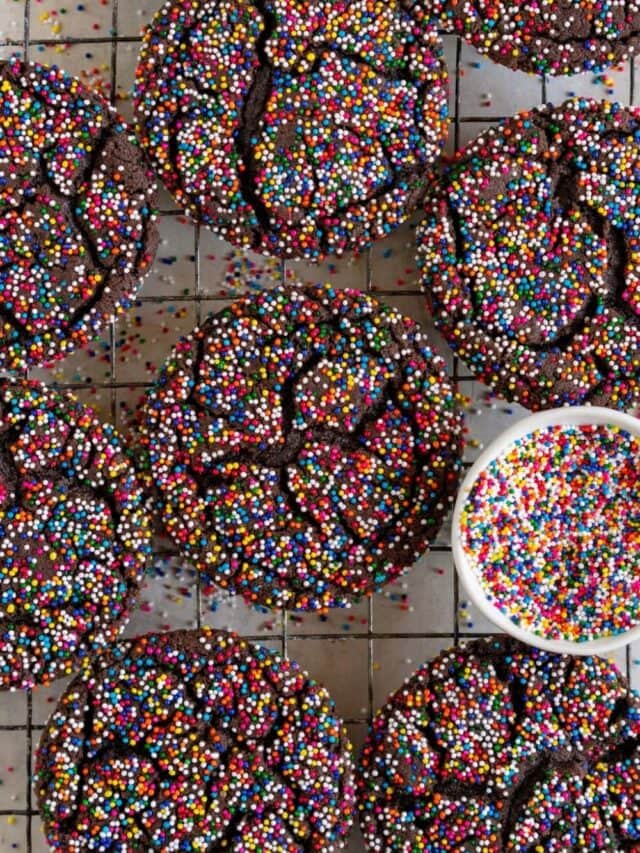 The chewiest Chocolate Sprinkle Sugar Cookies - Cloudy Kitchen