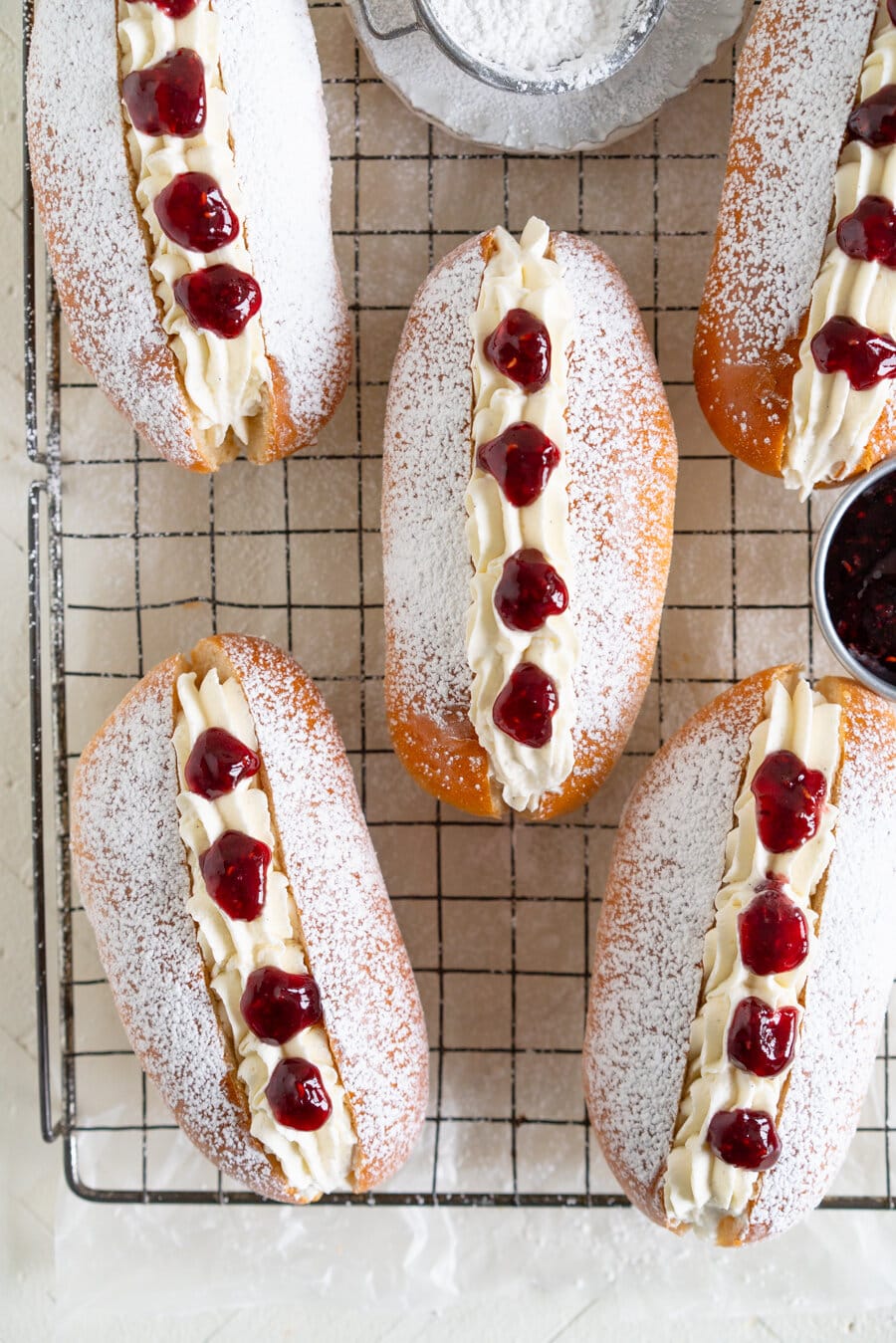 Baked Cream Buns with Jam (New Zealand Style) - Cloudy Kitchen