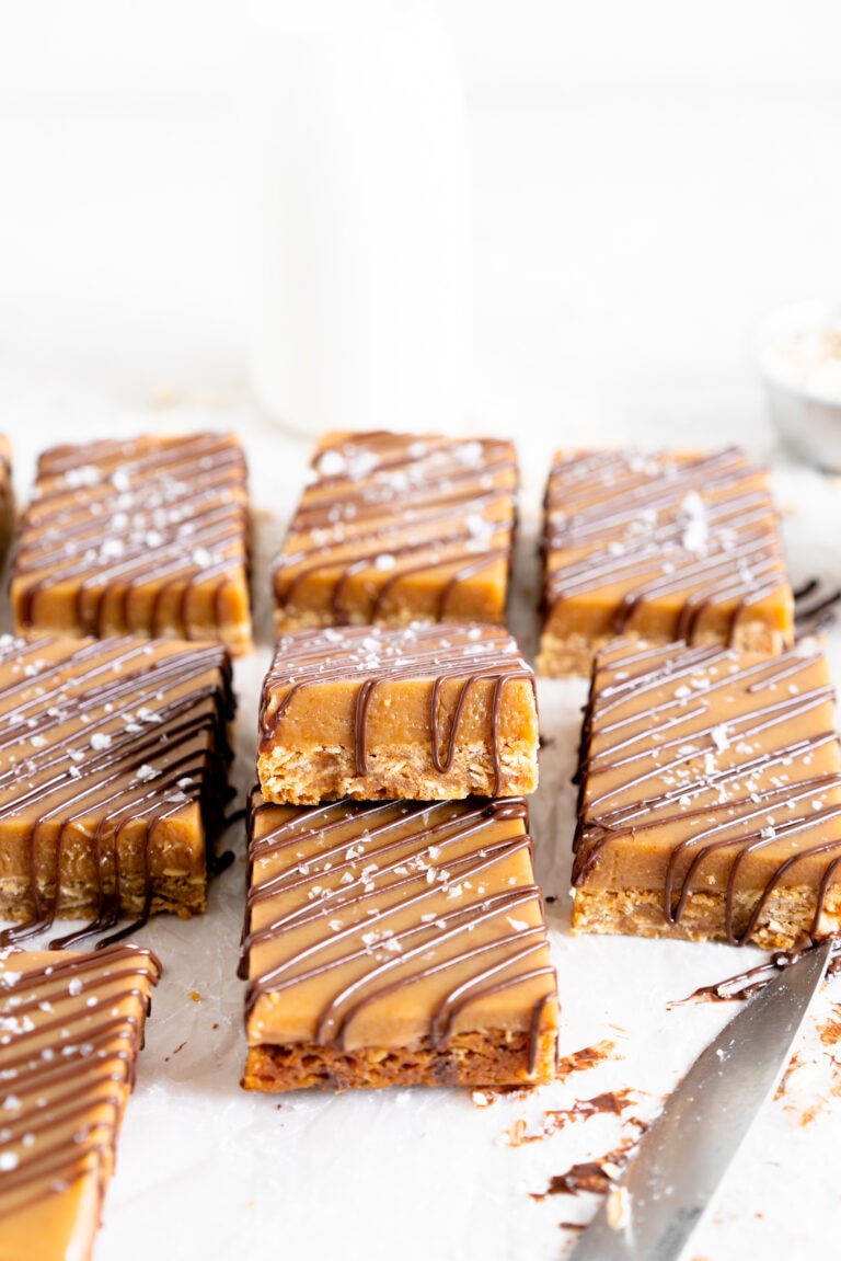 Ginger Caramel Slice with Oaty Ginger Base - Cloudy Kitchen