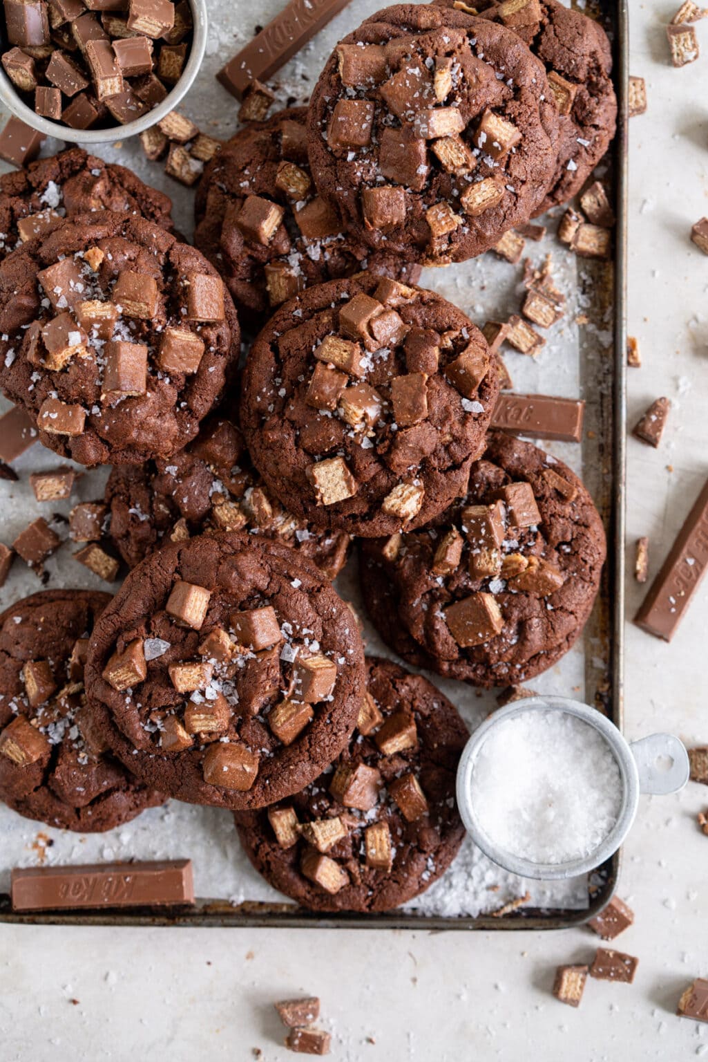 Kit Kat Cookies with Chocolate Chunks - Cloudy Kitchen