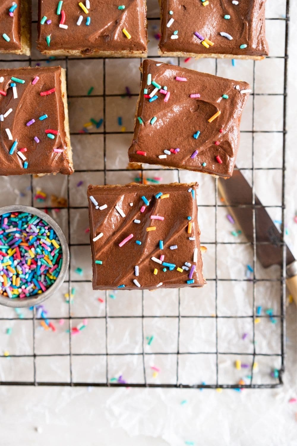 Vanilla Malt Snack Cake with Chocolate Frosting - Cloudy Kitchen