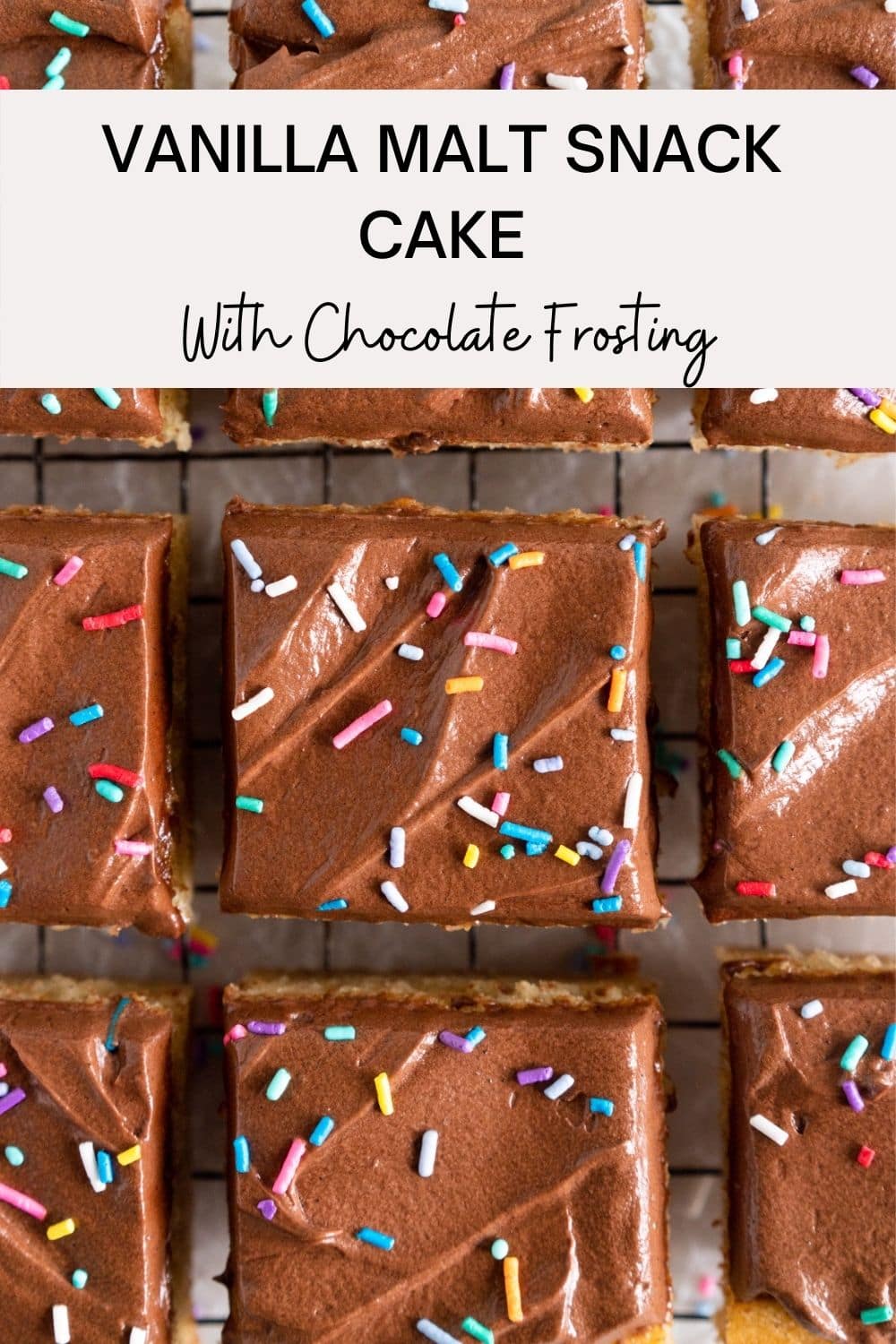 Vanilla Malt Snack Cake with Chocolate Frosting - Cloudy Kitchen