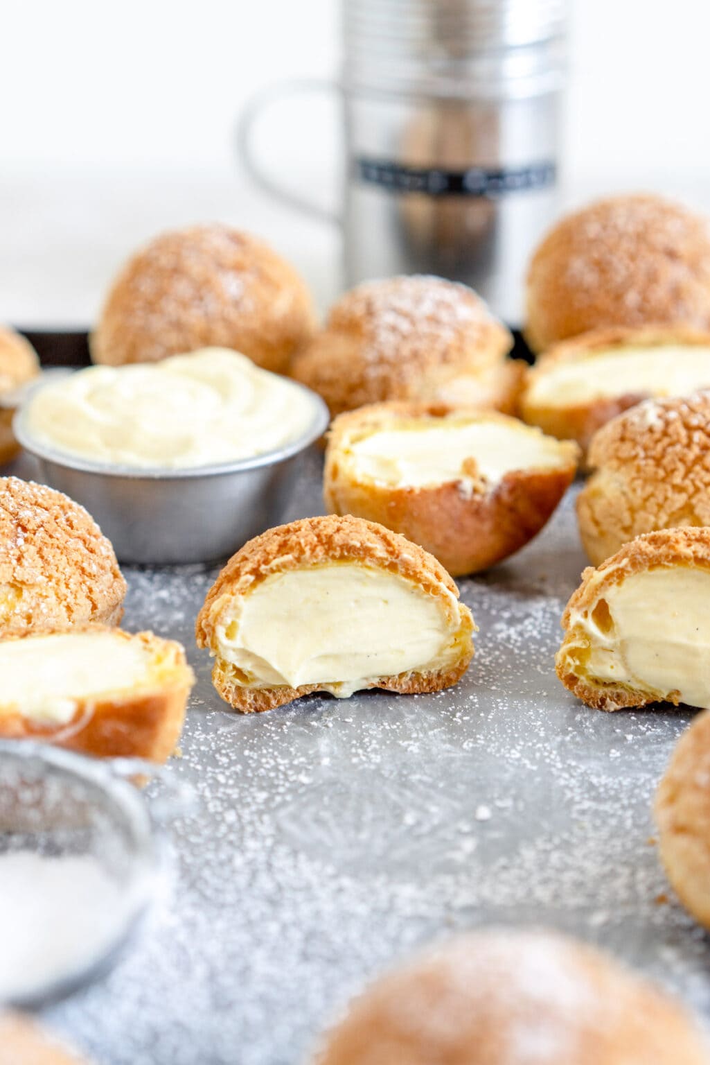 Vanilla Bean Cream Puffs (Choux au Craquelin) - Cloudy Kitchen