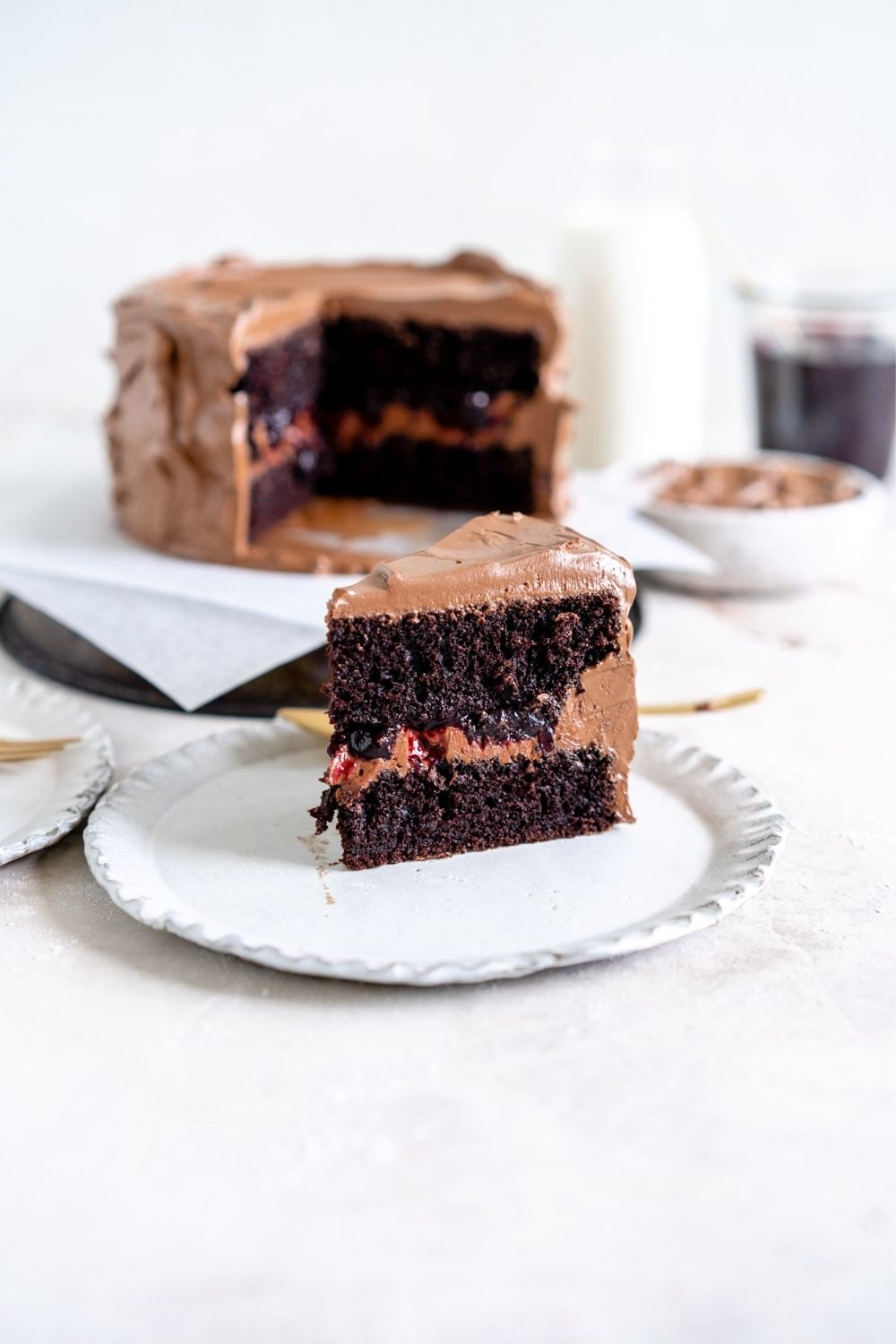 Mini Chocolate Layer Cake with Berry Filling - Cloudy Kitchen