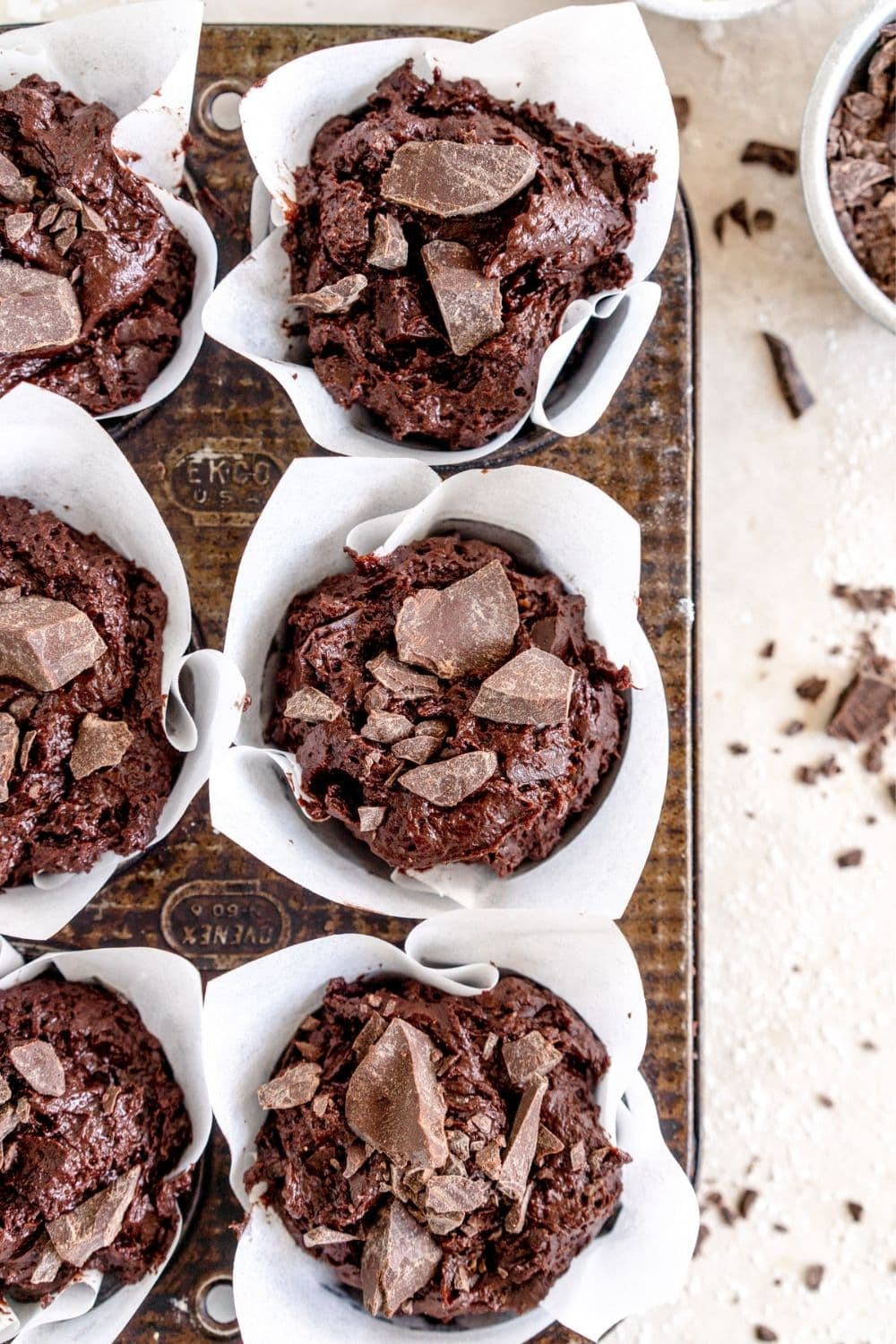 Small Batch Chocolate Cream Cheese Muffins (Yields 6) - Cloudy Kitchen