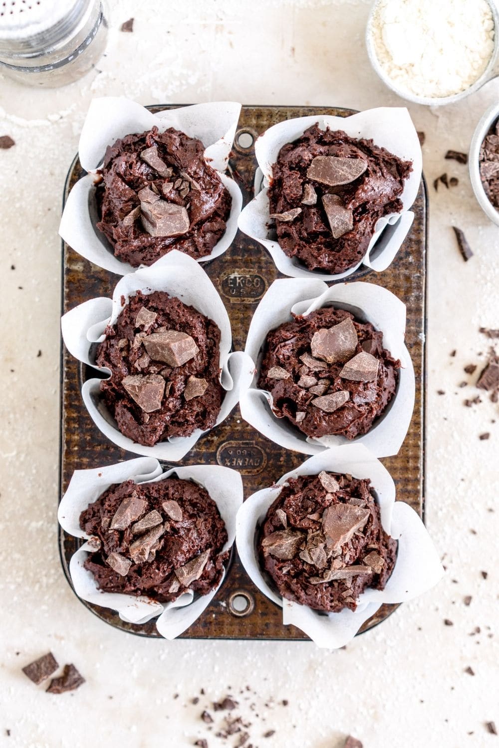 Small Batch Chocolate Cream Cheese Muffins (Yields 6) - Cloudy Kitchen