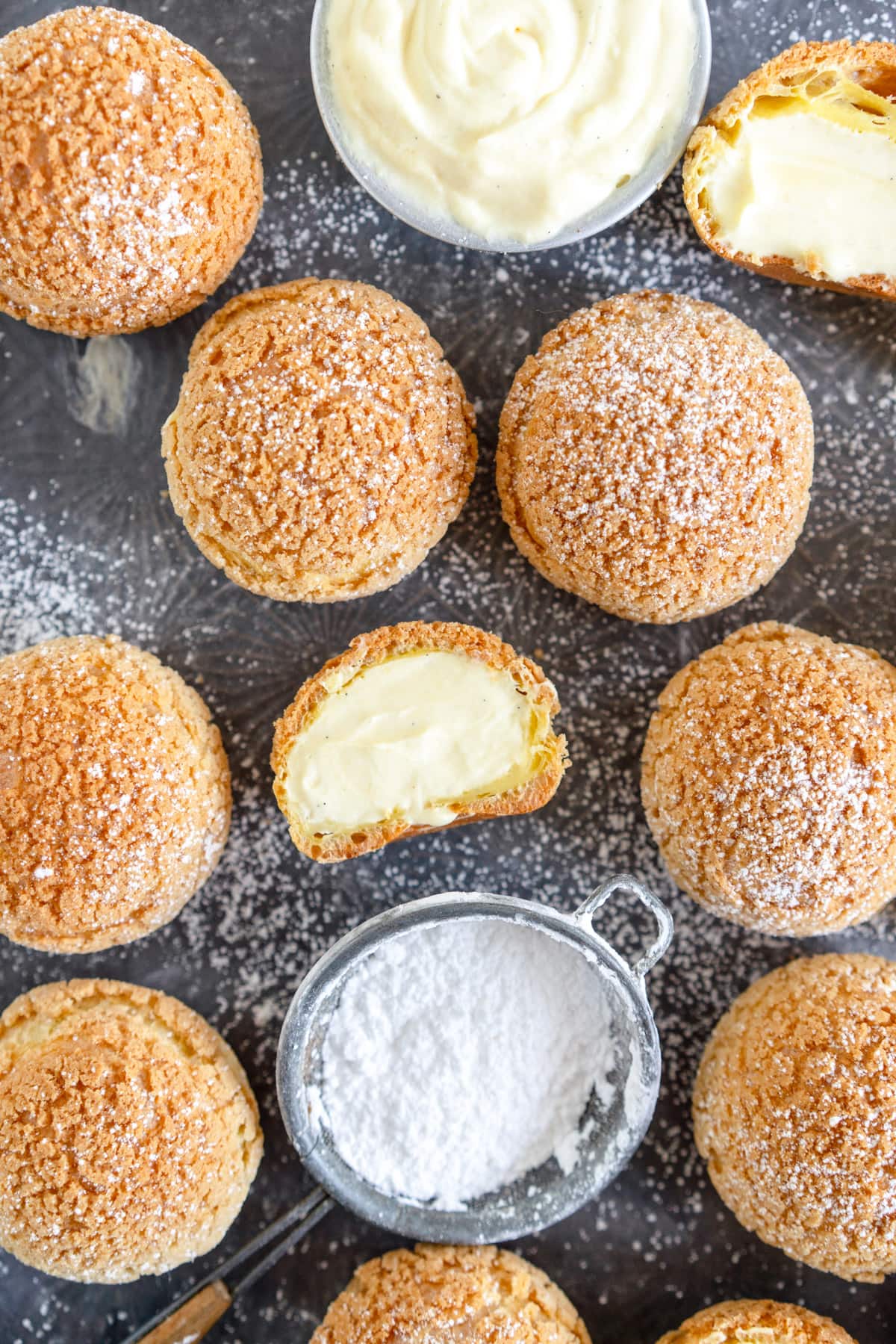 Vanilla Bean Cream Puffs (Choux au Craquelin) - Cloudy Kitchen