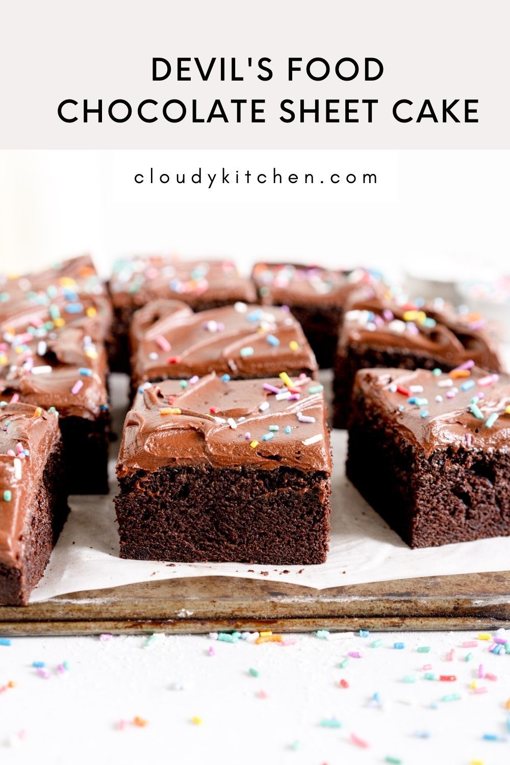 Devil's Food Sheet Cake with Chocolate Frosting - Cloudy Kitchen