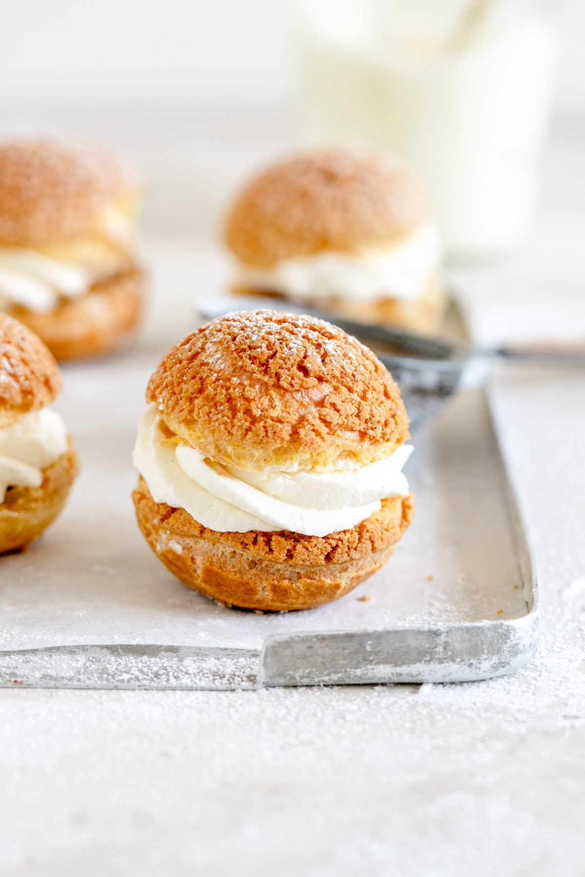 Roasted Peach Cream Puffs (Choux au Craquelin) - Cloudy Kitchen