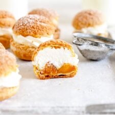 Roasted Peach Cream Puffs (Choux au Craquelin) - Cloudy Kitchen
