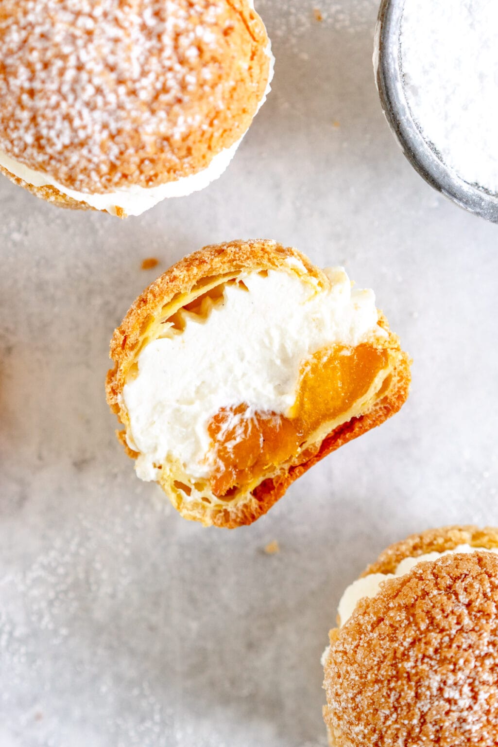 Roasted Peach Cream Puffs (Choux au Craquelin) - Cloudy Kitchen