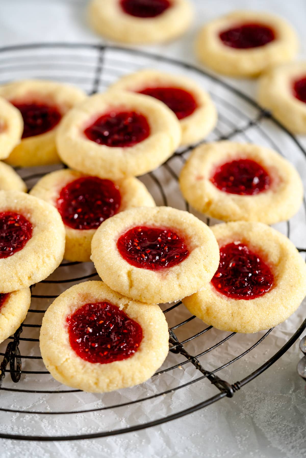 Soft and Buttery Raspberry Thumbprint Cookies - Cloudy Kitchen